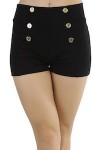 High Waist Shorts With Decorative Buttons